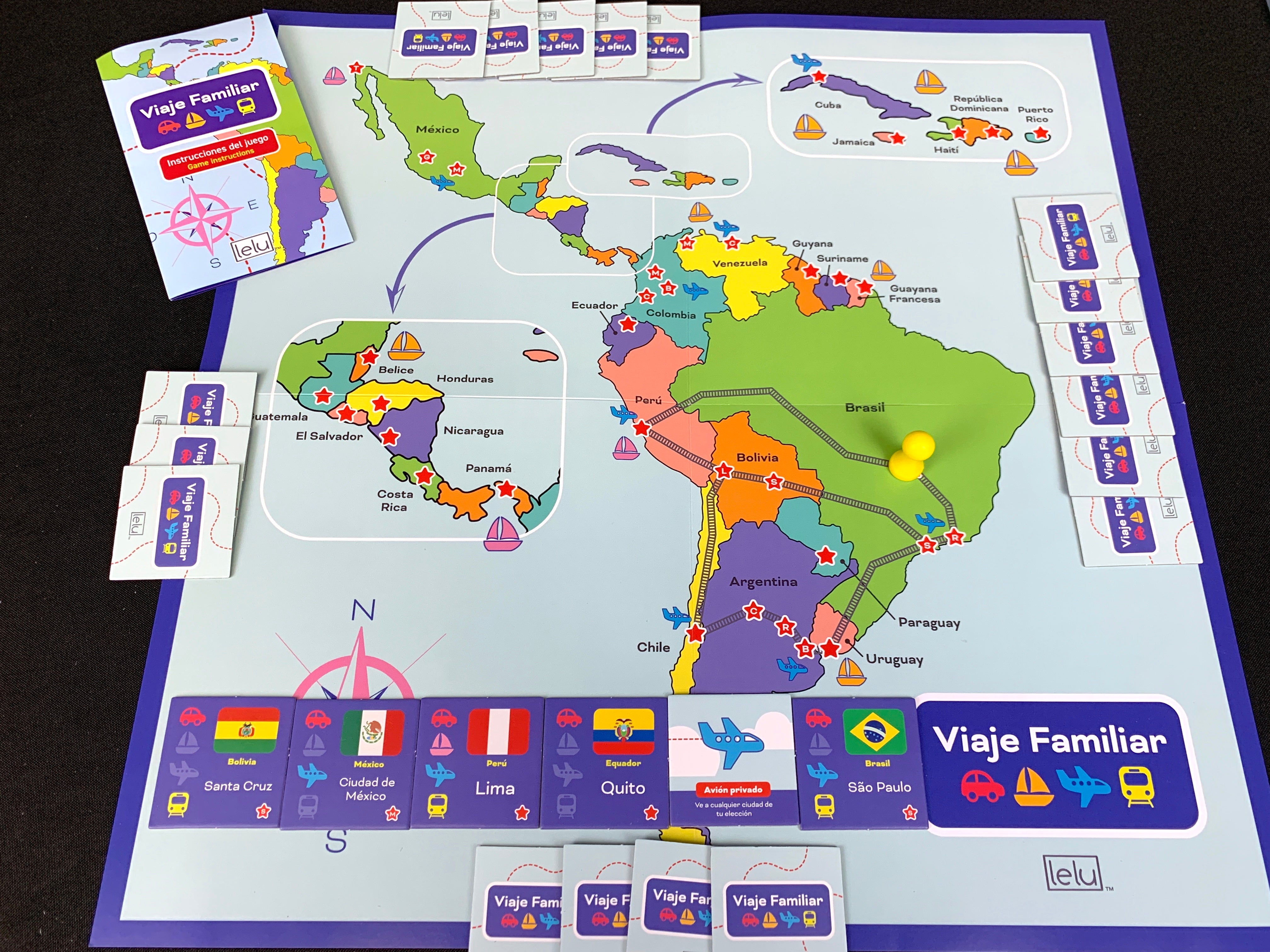 Spanish family board game about traveling through Latin America – Lelu