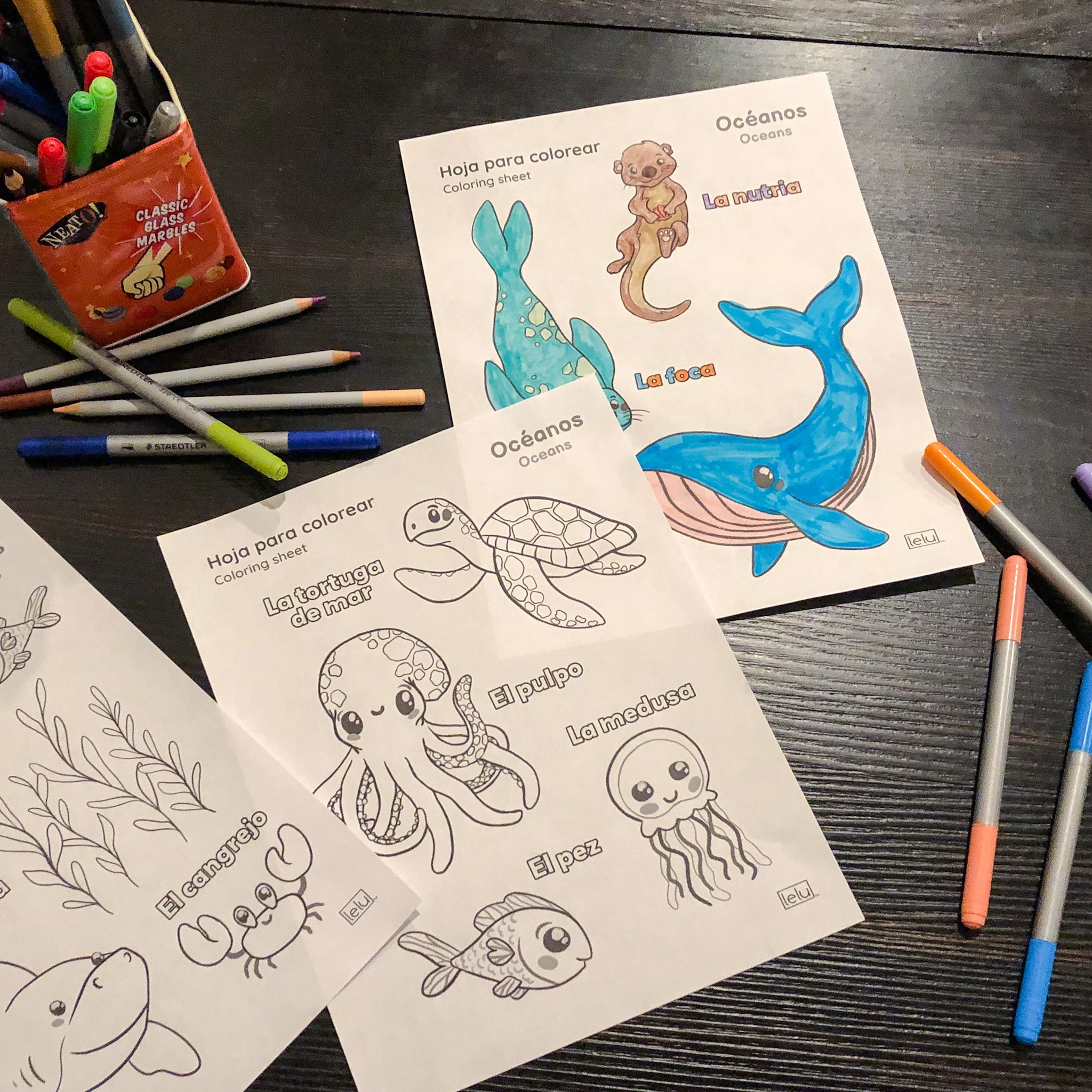 Océanos Coloring Sheets | Learn Spanish [Downloadable PDF Activity] – Lelu