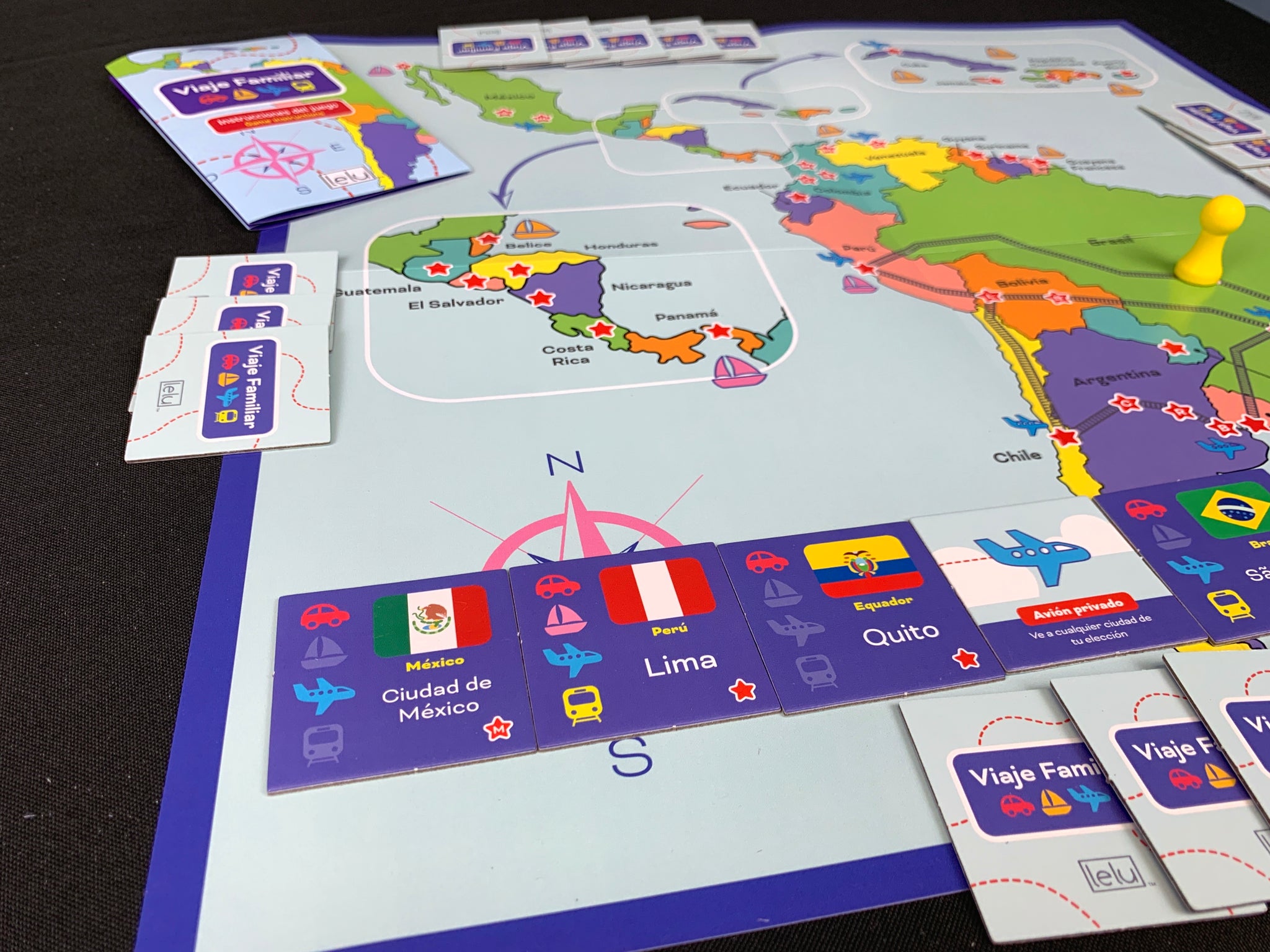 Spanish family board game about traveling through Latin America – Lelu