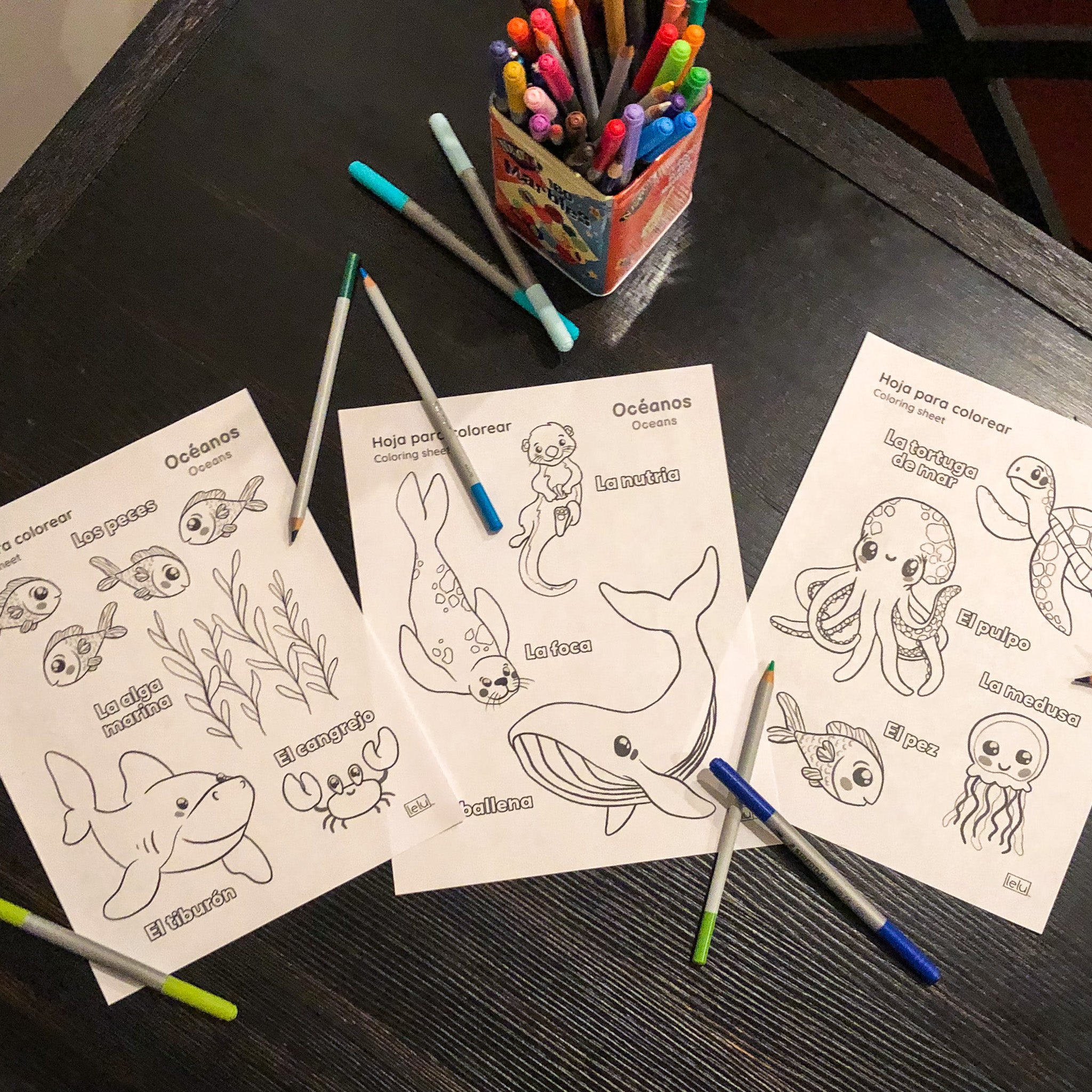 Océanos Coloring Sheets | Learn Spanish [Downloadable PDF Activity] – Lelu